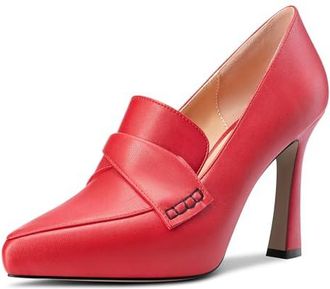 Castamere Femmes Haut High Aiguille Plate-Forme Talon Heel Pointu Bout Slip-on Escarpins Mariage Bureau Dress 10 CM Heels Rouge 39 EU