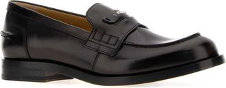 Fendi Mens Black Leather Fendi Ateneo Loafers Nero Mocassini