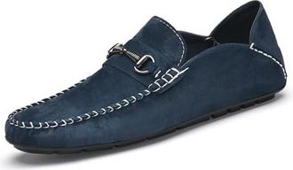 Generic Mocassins de conduite pour homme en cuir v&eacute;ritable - Chaussures d&eacute;contract&eacute;es antid&eacute;rapantes et l&eacute;g&egrave;res, bleu, 38 2/3 EU
