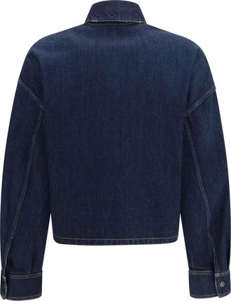 Prada Womens Denim Shirt With Logo Bleu Cotton