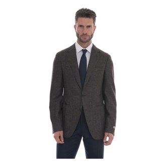 Canali Glencheck Zwei-Knopf-Jacke - - Jackets - Herren - Braun - M