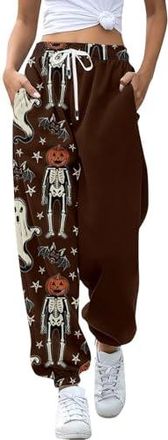 Generic Pantalon de sport d&eacute;contract&eacute; imprim&eacute; &agrave; taille &eacute;lastique pour femme, marron, XXL