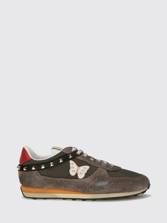 Valentino Garavani Baskets Stud Up en daim et nylon avec broderie papillon