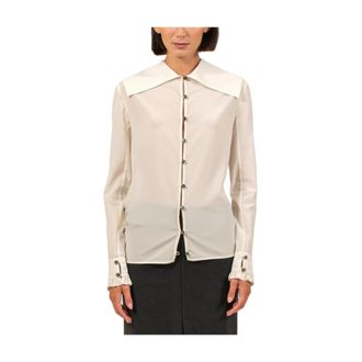 Philosophy di Lorenzo Serafini Seidenbluse mit breitem Kragen in Creme - - Blouses & Shirts - Damen - Beige - M