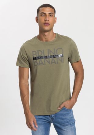 Bruno Banani T-Shirt BRUNO BANANI, Herren, Gr. XXL (60/62), gr&uuml;n (khaki), Single Jersey, Obermaterial: 100% Baumwolle, bedruckt, schmal, Rundhals, Shirts T-Shirt, 