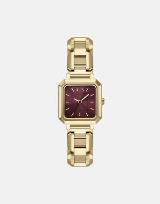 A|X Armani Exchange Leila - Montre &agrave; quartz pour femme en acier inoxydable, 3 aiguilles - Dor&eacute;