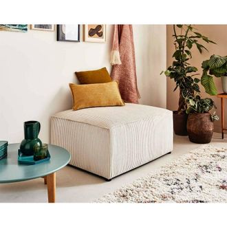 Best Mobilier Bestmobilier - Topaze - pouf - en velours côtelé - beige