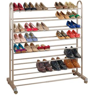 WENKO &Eacute;tag&egrave;re &agrave; chaussures extensible m&eacute;tal 67-116 cm - Hauteur 125,5 cm - Capacit&eacute; 42 paires - Design moderne et robuste