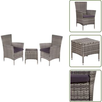 vidaXL 3-tlg. Bistro-Set Poly Rattan Grau - Outdoor M&ouml;bel - Gartenm&ouml;bel - Bistroset - Rattan Gartenm&ouml;bel - Esszimmergarnitur