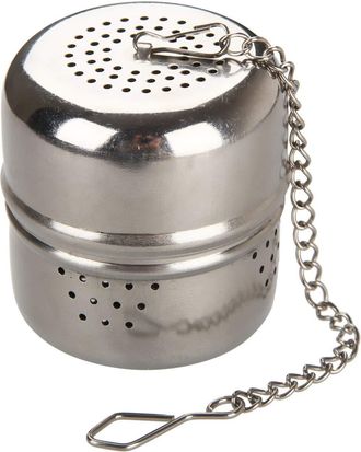 Fackelmann Fackelmann Tee-Ei mit Kette, Edelstahl, dekorative Zylinder-Form, Silber