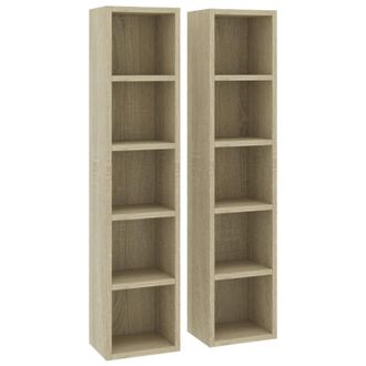 tidyard 2 STK. CD-Regale DVD-Schrank Rack M&ouml;bel Aufbewahrung Holzregal Standregal M&ouml;bel Sonoma-Eiche 21x16x93,5 cm Spanplatte