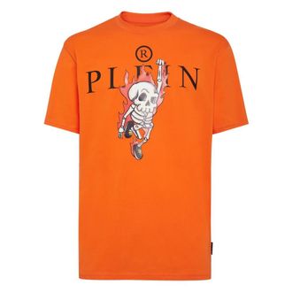 Philipp Plein T-shirt Rundhals SS Skully Gang - - Tops - Herren - Orange - 3XL