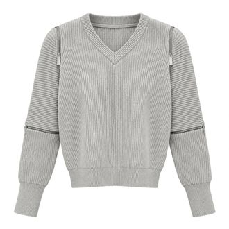 Meimeij V-Ausschnitt Strickware - - Knitwear - Damen - Grau - 2XS