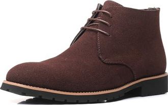 Generic Hommes Oxford Suede Chaussures Casual High Top Derby Chaussures PU Cuir Hommes Cheville Bottes,Marron,42 EU