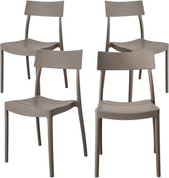 Gardenia Roma Stuhl, Polypropylen, Taupe, 4, Einheit