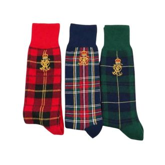 Ralph Lauren Coffret cadeau de 3 paires de chaussettes &agrave; motif &eacute;cossais et &eacute;cusson brod&eacute; - Homme - Sous-v&ecirc;tements - Multicolore - Taille: ONE Size