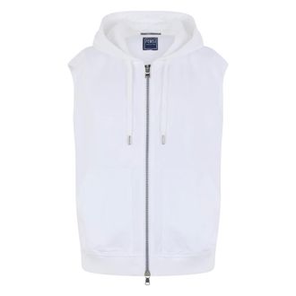 Fedeli Homme, Sweatshirts et sweats &agrave; capuche, Blanc, Taille: M SweaT-shirt sans Manches avec Fermeture &Eacute;clair
