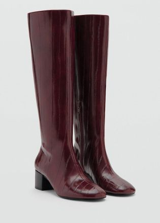 Mango Stiefelette mit Texturabsatz bordeaux - Damen - 38 - MANGO
