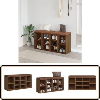 vidaXL Schuhbank Braun Eichen-Optik 103x30x48 cm Holzwerkstoff - Schuhschrank - Schuhbank - Garderobe - Einbauschrank - Stauraum