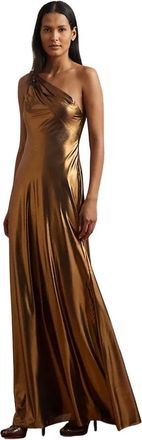 Ralph Lauren Robe asym&eacute;trique en mousseline m&eacute;tallis&eacute;e - Femme - Robes - Brun - Taille: 36 FR