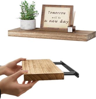 Generic Unsichtbares schwebendes Regal, 40 cm, Massivholz, rustikales B&uuml;cherregal f&uuml;r die Wand, stabile Pr&auml;sentationsleiste f&uuml;r Wohnzimmer, Schlafzimmer, Bade