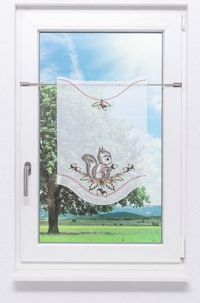 Plauener Spitze Scheibenh&auml;nger Eichh&ouml;rnchen (Bx H) 40cm * 60cm Braun/Graubraun