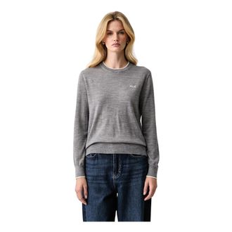 Karl Lagerfeld Merino-Woll Pullover mit Rundhalsausschnitt - - Knitwear - Damen - Grau - L