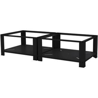 ML Design Ml-design - Socle pour Machine &agrave; Laver Double avec 2 &Eacute;tag&egrave;re, Acier, Noir, 128x54 cm, 2x150kg, Support Lave-Linges Standard, Pieds Antid&eacute;rapants