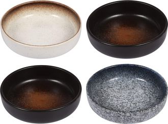 BESTONZON 4 Stück Saucenschalen Keramik Schälchen Mini Teller Retro Saucenschälchen Vintage Sushi Dippschalen Schüsselchen Servierschalen Tauchschalen für Vorsp