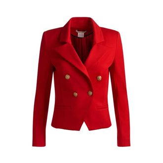 Alice & Olivia Femme, Vestes, Rouge, Taille: 36 FR Sable Veste Cropped Crois&eacute;e