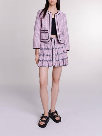 Maje Kurzer Tweed-rock - Rosa / Schwarz - Gr&ouml;&szlig;e 32 - Maje
