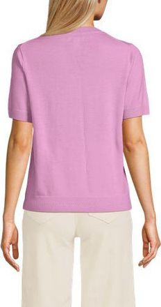 Lands End Merinopullover mit kurzen &Auml;rmeln, Damen, Gr&ouml;&szlig;e:40-42 regular, Pink, Wolle, by Lands End