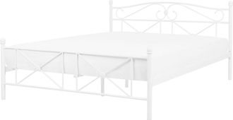 Beliani Zeitlos sch&ouml;nes Metallbett in schlichtem Design 160 x 200 cm wei&szlig; Rodez