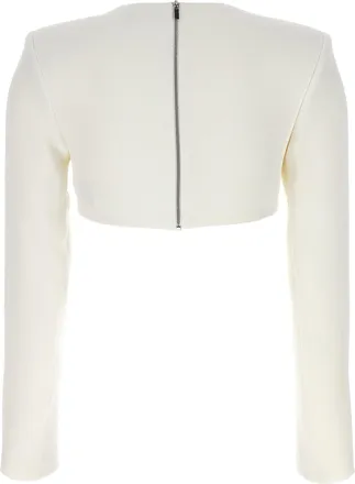 DAVID KOMA Crystal Chain Detail Top - Cream
