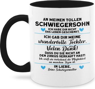 Shirtracer Tasse Tassen 325ml - Statement Sprüche - An meinen tollen Schwiegersohn Geschenk I - 325 ml - Schwarz - geschenke für schwiegersöhne spruchtasse sarka