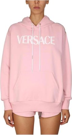 Versace Femme, Sweatshirts et sweats &agrave; capuche, Rose, Taille: 34 FR Logo Cotton Sweat &agrave; capuche