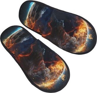 Generic Pantoufles En Coton Planète Glace Et Feu Confortable Chaussons Maison Lavables Slippers Pour DIntérieur Voyage La Maison L