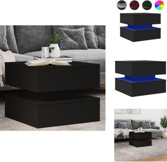 vidaXL Table basse avec lumi&egrave;res led noir 50x50x40 cm - Table Basse Design - Table Basse Led - Table Basse Moderne - Meuble Tv - Table Dappoint