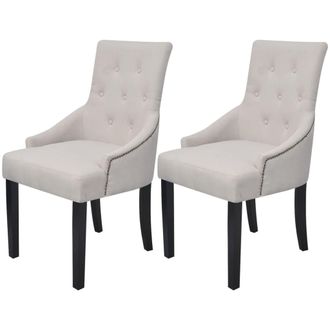 vidaXL Vidaxl - Sedie Da Pranzo 2 Pz Grigio Crema In Tessuto