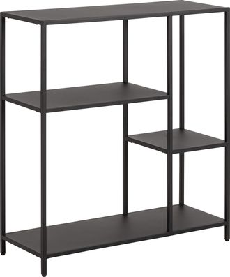 AC Design Furniture Norbert Asymmetrisches Doppel-Bücherregal mit 3 Ablagen, B: 79,5 x H: 86 x T: 30 cm, Schwarz, Metall, 1 Stk