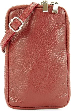 modamoda.de T197 Damen Leder Handytasche 6,7 Zoll Umhängetasche handmade in Italy, Farbe:Purpurrot
