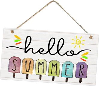 Angoily Sommer Türschild Holz Strand Wandschild mit Seil Leichte Türanhänger Deko für Innen Außen Langlebiges Naturmaterial Sommerliche Hängedekoration für Ga