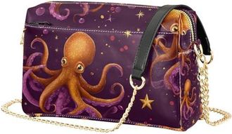 Mnsruu Sacs à bandoulière en cuir pour femme, motif pieuvre, étoiles, sac à main