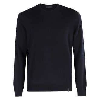 Fay Dunkelblauer Pullover mit Ausschnitt - - Knitwear - Herren - Blau - 3XL