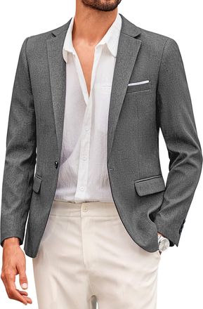 Coofandy Herren Sakko Sportlich Modern Freizeit Blazer Klassischer Anzug 1 Knopf Jackett Regular Fit Leichte Anzugjacke Graue XXL