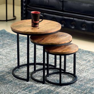 M&S Collection M&s - Lot de 3 tables dappoint rondes en bois exotique marron - lalaury