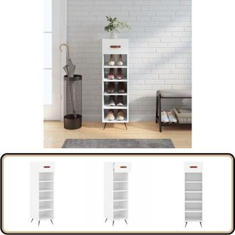 vidaXL Schuhschrank Wei&szlig; 30x35x105 cm Holzwerkstoff - Schuhschrank - Holzwerkstoffm&ouml;bel - Garderobe - Einbauschrank - Schuhe Aufbewahren