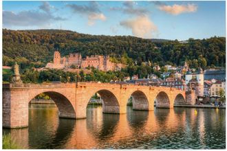 artboxONE Poster 45x30 cm St&auml;dte Heidelberg hochwertiger Design Kunstdruck - Bild Heidelberg abendsonne alte br&uuml;cke