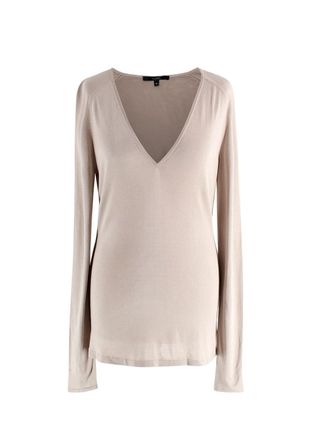 Gucci Beige Glitter Effect Long Sleeve Top Size M