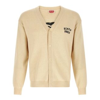Kenzo Homme, Pulls, Beige, Taille: XL Boke Heart Cardigan